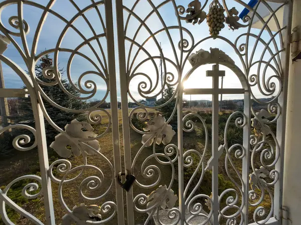 beautiful forged gates. Beautiful view of an old city architecture with ...