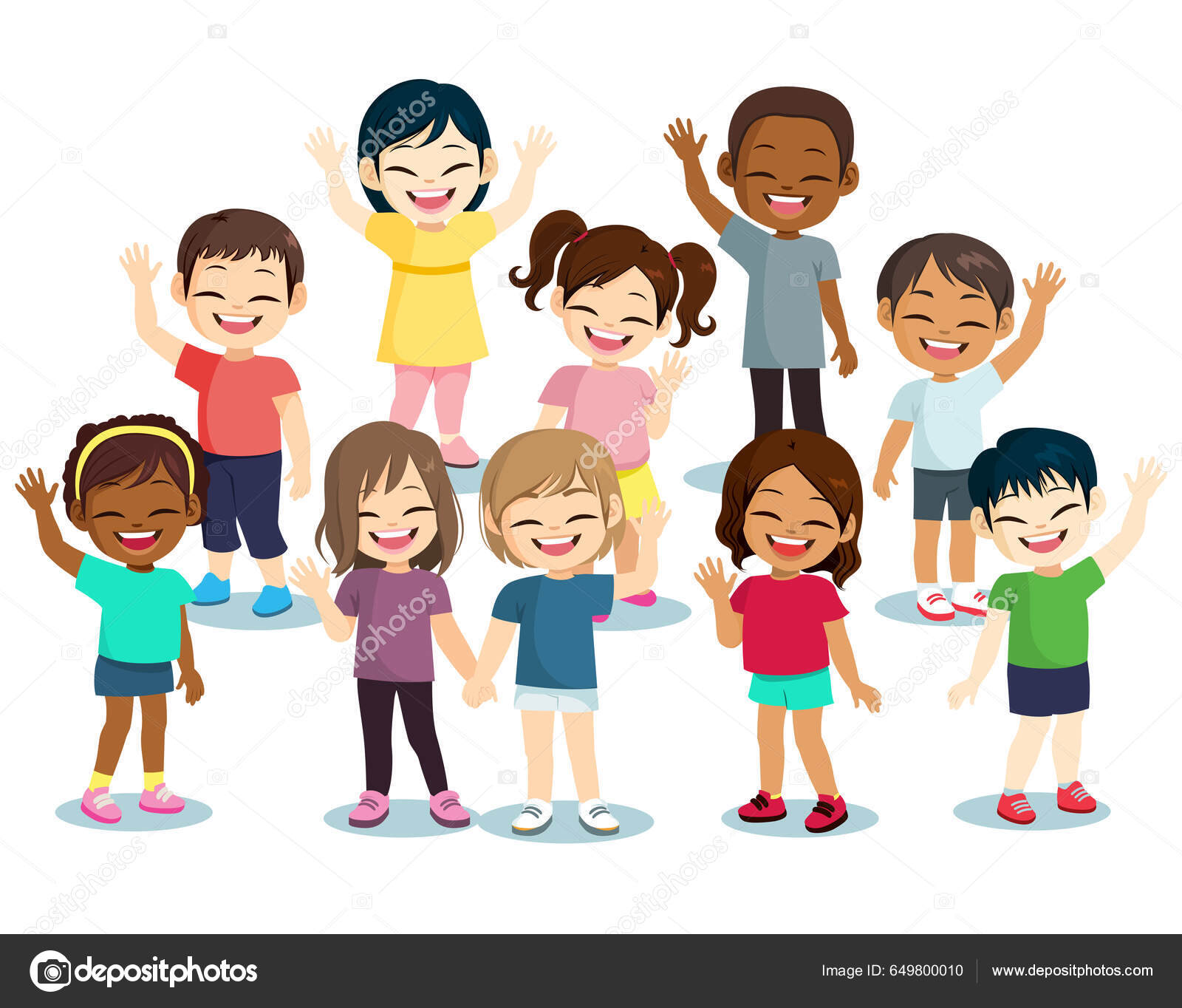 Kinder Winken Hallo Clipart