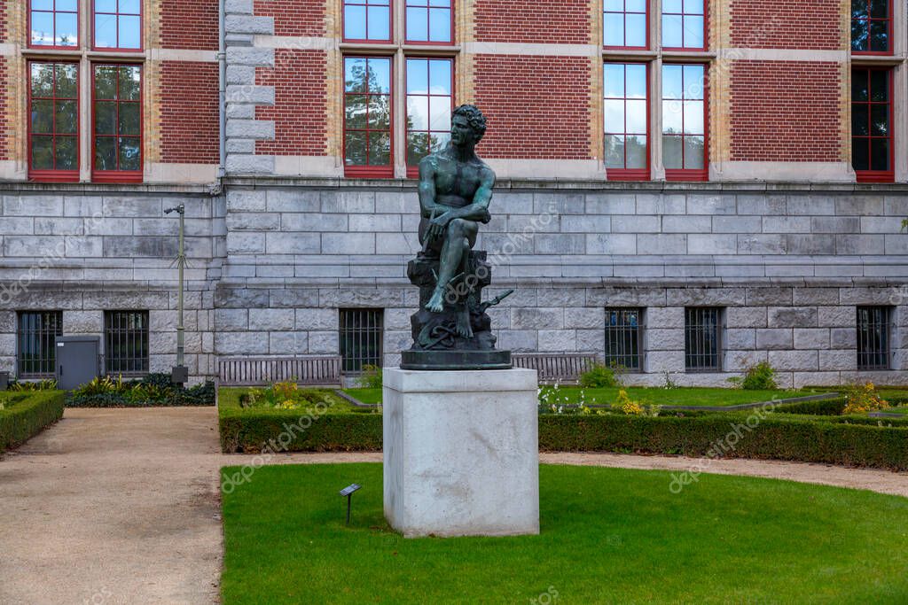 Amsterdam, NL - October 12, 2021: Bronze scultpture of Mercury by the ...