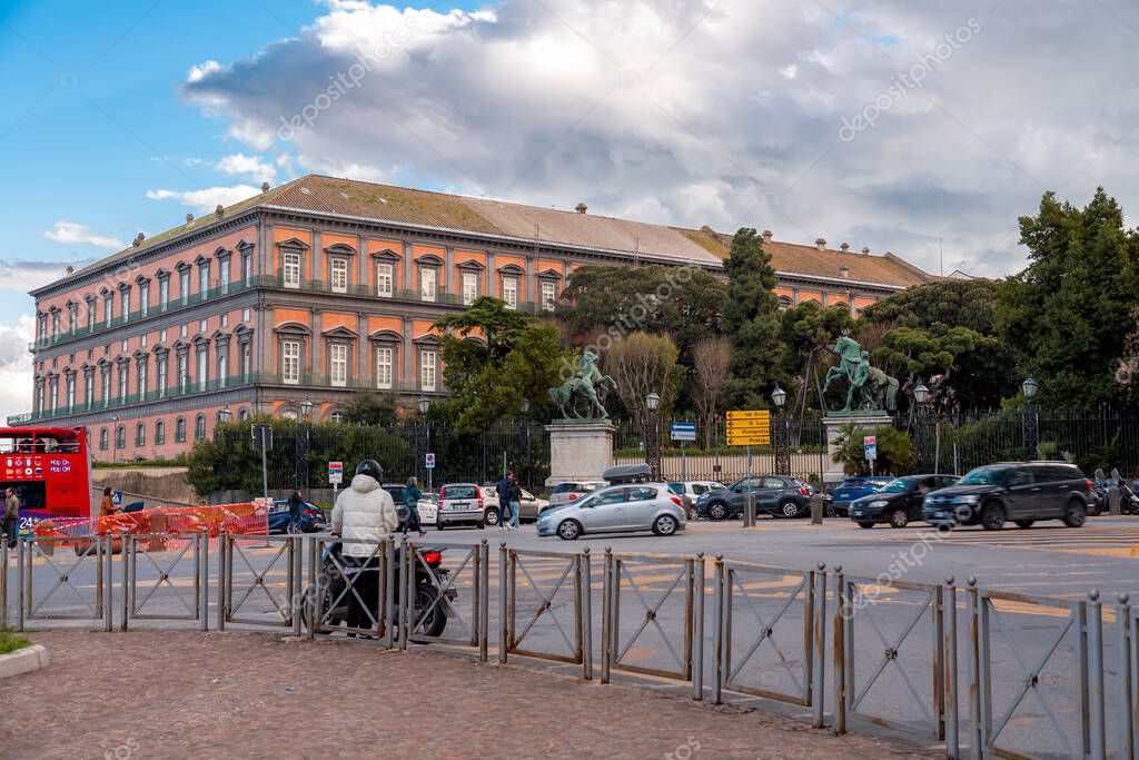 Naples, Italy - April 10, 2022: Exterior view of Palazzi Reale di ...