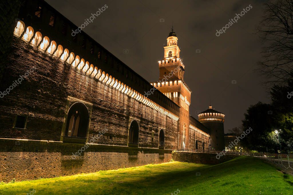 Milan, Italy - 1 APRIL 2022: The Castello Sforzesco is a medieval ...