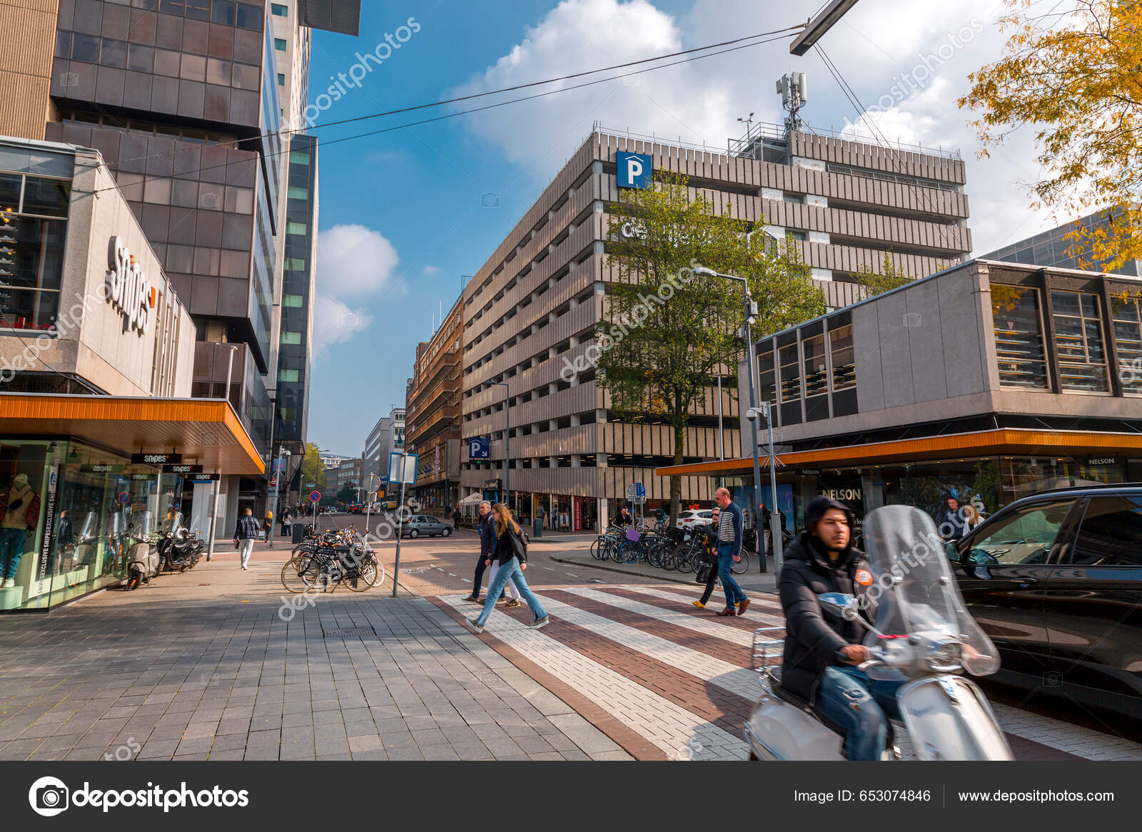 Rotterdam Netherlands October 2021 Lijnbaan Main Shopping Street ...