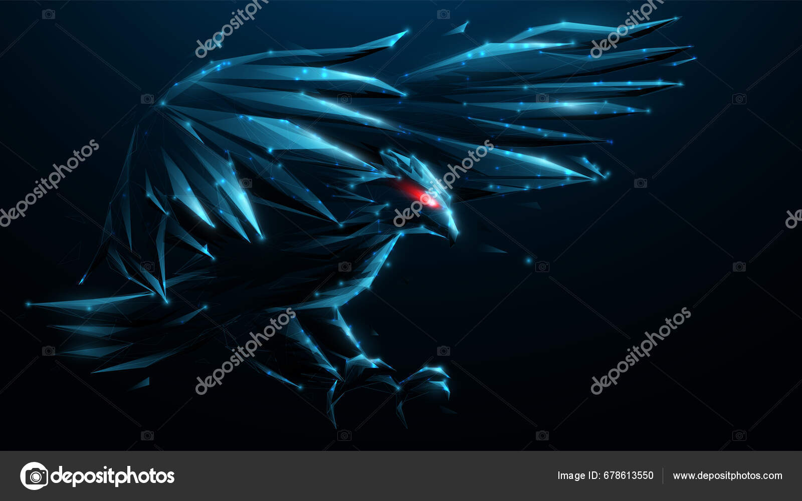 Bald Eagle Flying Swoop Lines Triangles Particle Style Design ...