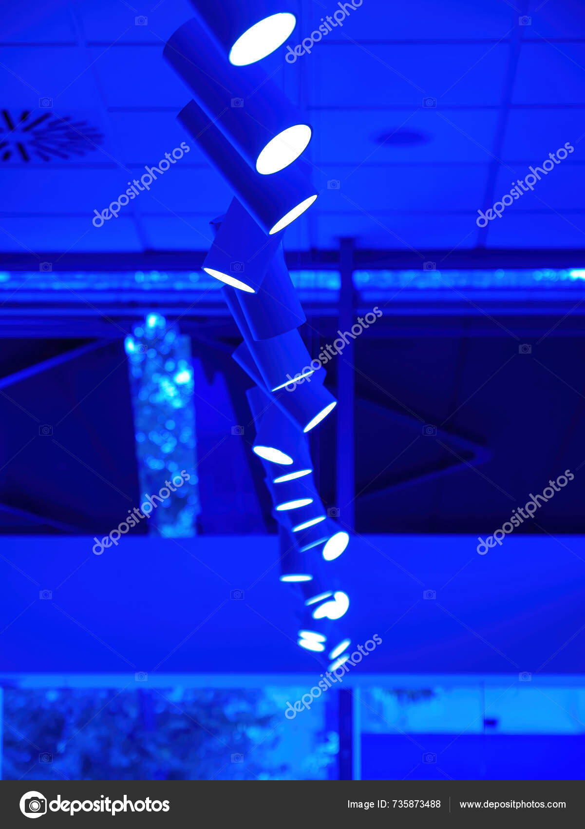 Blue Color Cast Low Angle View Array Multiple Led Sport — Stock Photo ...