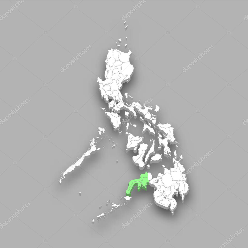 Zamboanga Pen nsula ubicaci n de la regi n dentro de Filipinas mapa isom trico 3d 2024