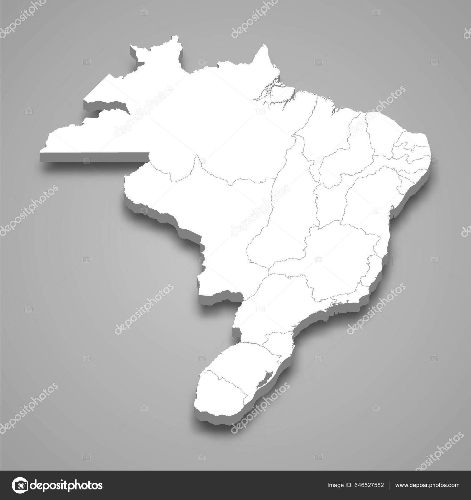 Mapa Isométrico Império Brasil Isolado Com Sombra Estado Vetor de stock ...