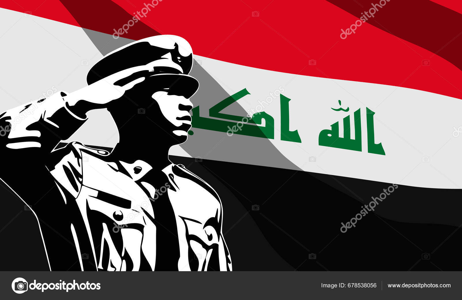 Silhouette Soldier Iraq Flag Background Army Day Concept Stock Vector ...