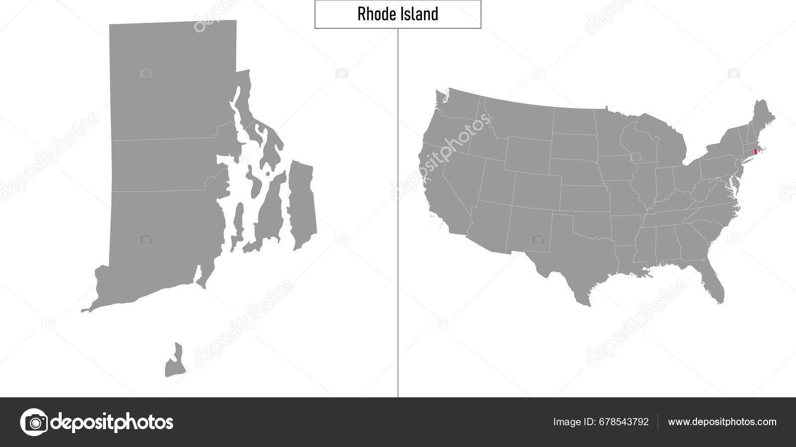 Simple Map Rhode Island State United States Location Usa Map Stock ...