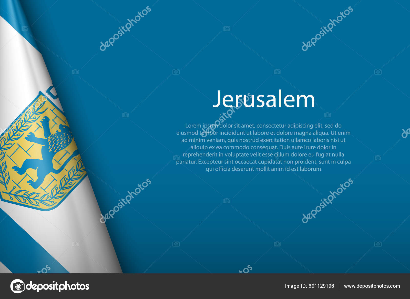 Flag Jerusalem City Israel Isolated Background Copyspace Stock Vector ...