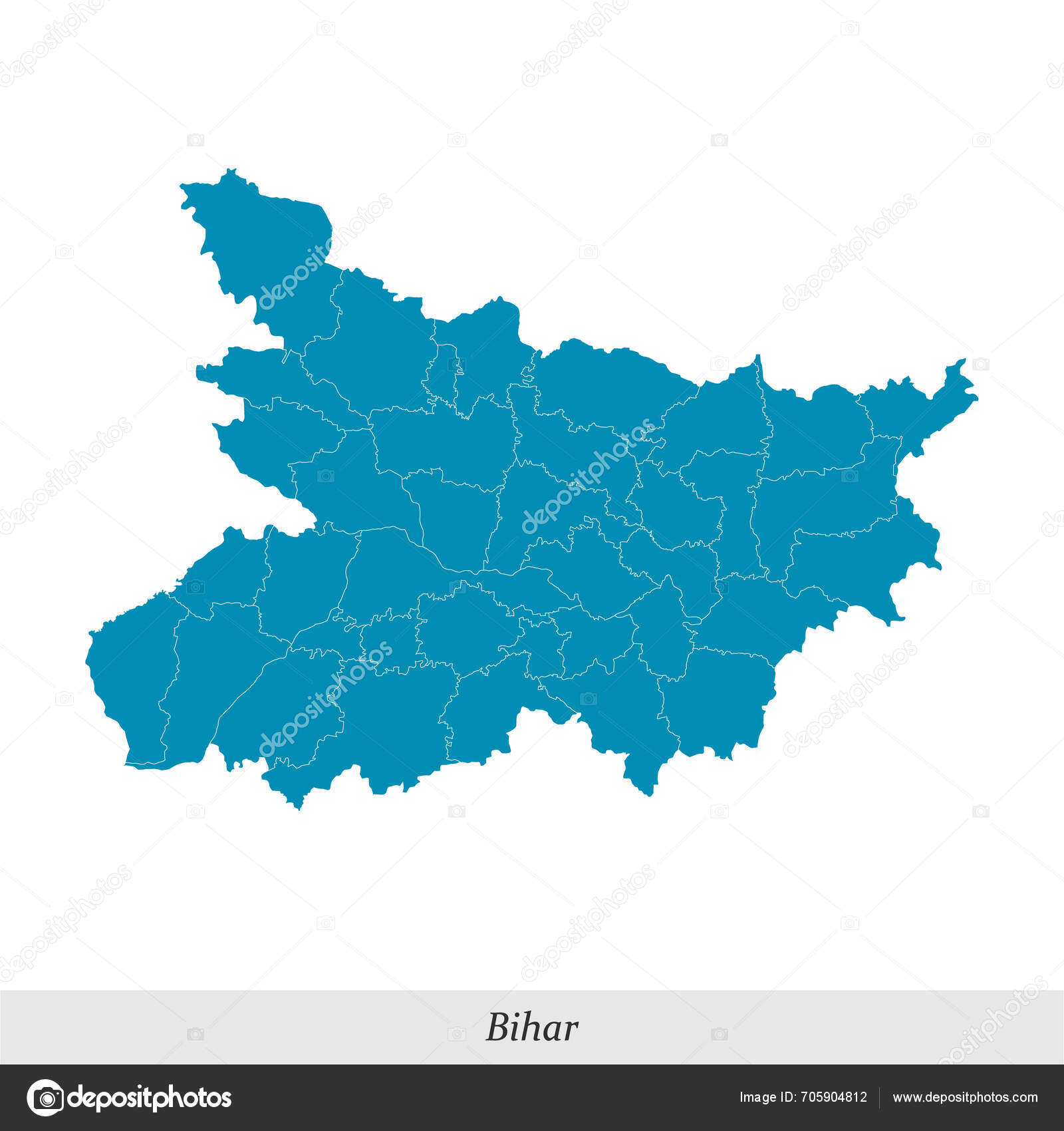 Map Bihar State India Borders Districts Stock Vector by ...