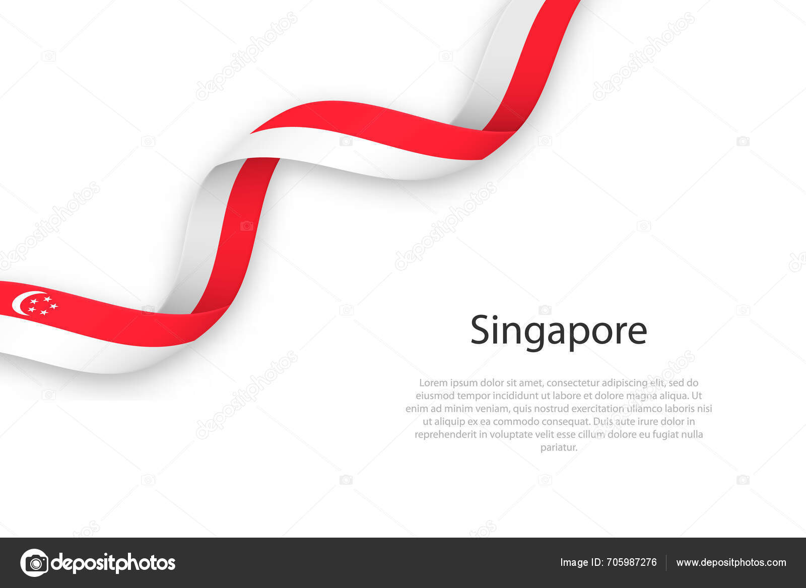 Waving Ribbon Flag Singapore Template Independence Day Poster Design ...