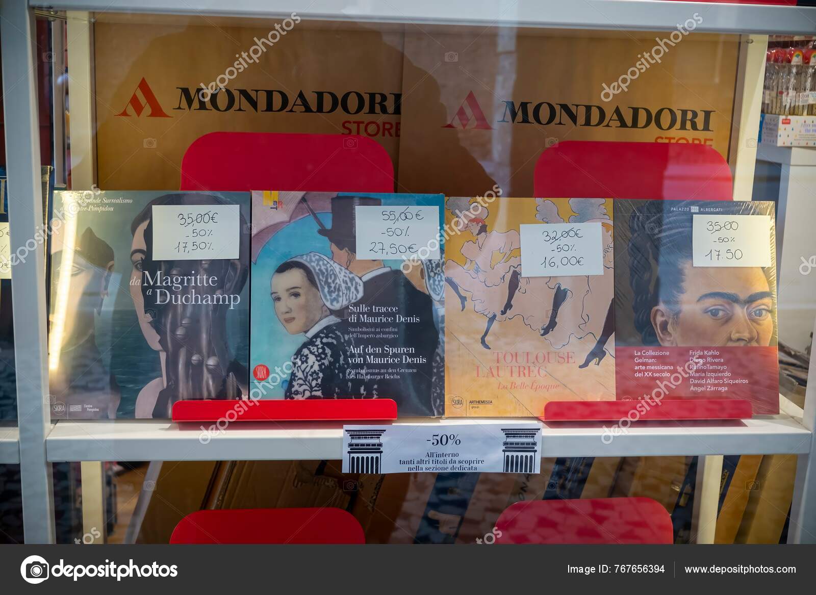 Cremona Italy November 20Th 2024 Art Books Display Bookstore Window ...