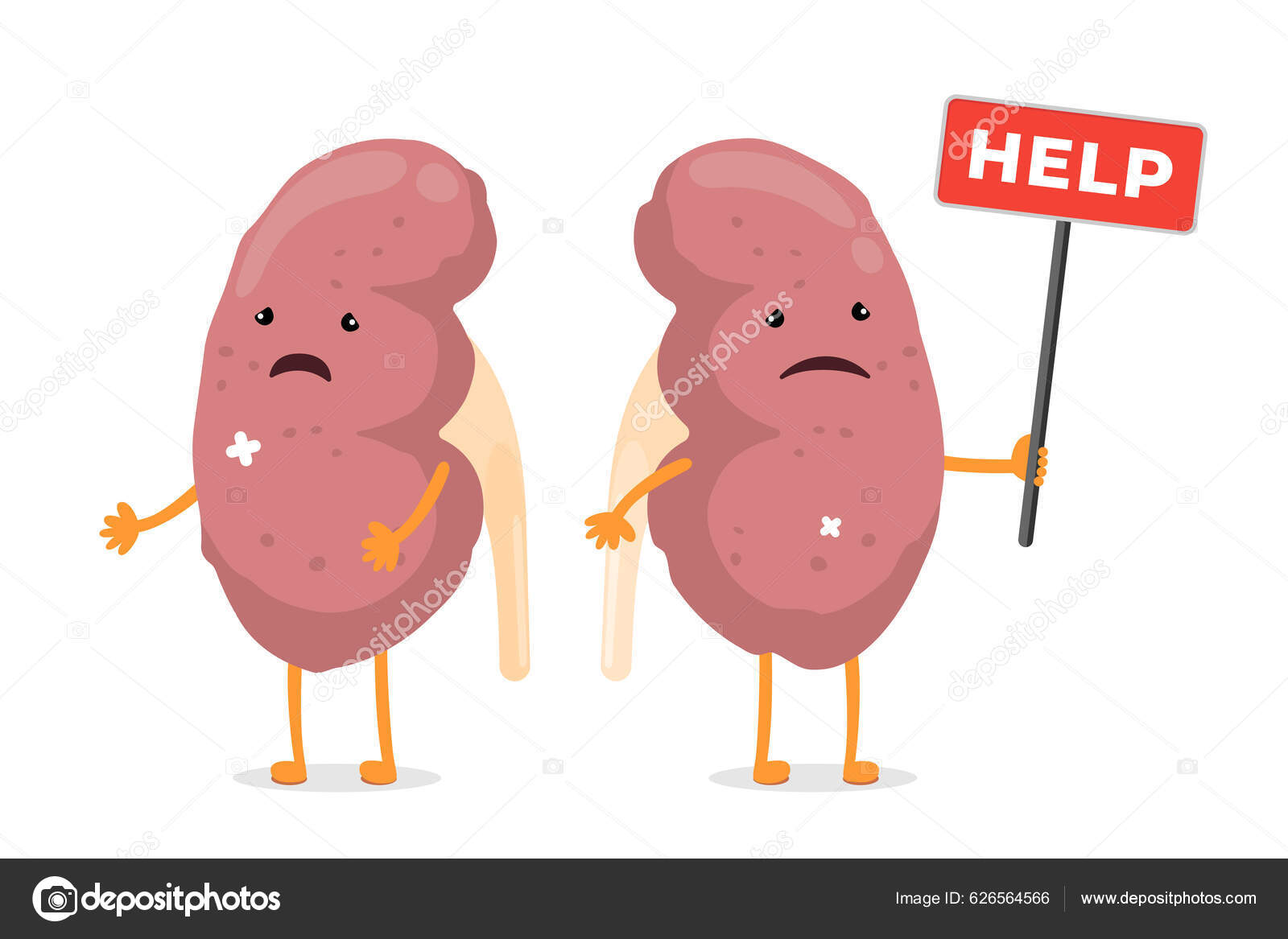 Dibujos Animados Triste Sufrimiento Enfermos Caracteres Renales Daño ...