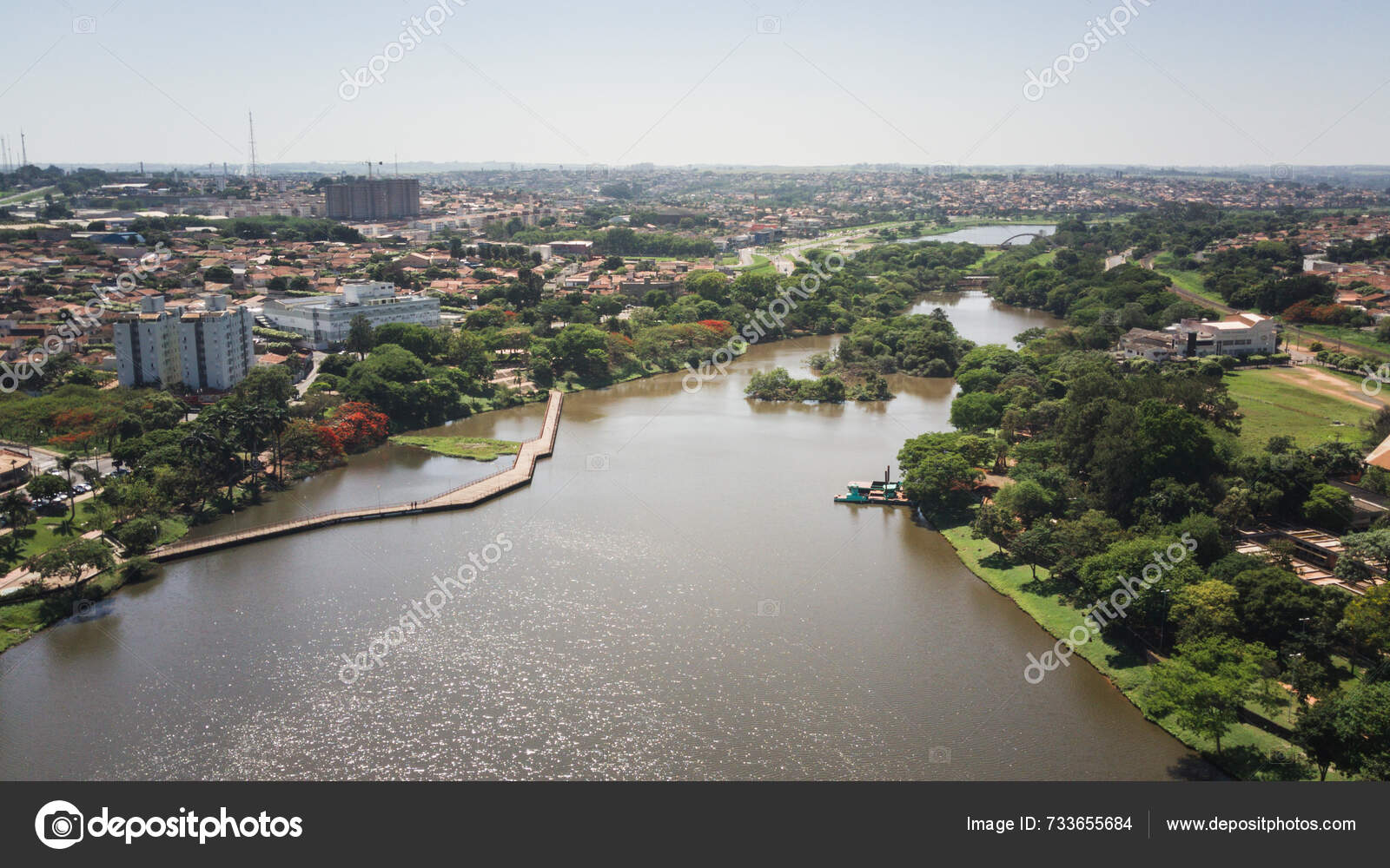 Aerial View Jos Rio Preto Municipal Reservoir Showcasing Expansive Water — Stock Photo © gustavo ...
