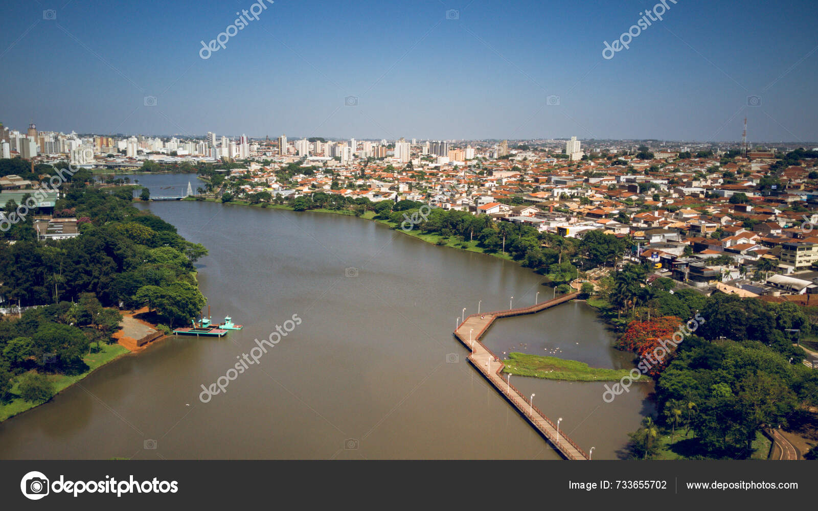 Aerial View Jos Rio Preto Municipal Reservoir Showcasing Expansive Water — Stock Photo © gustavo ...