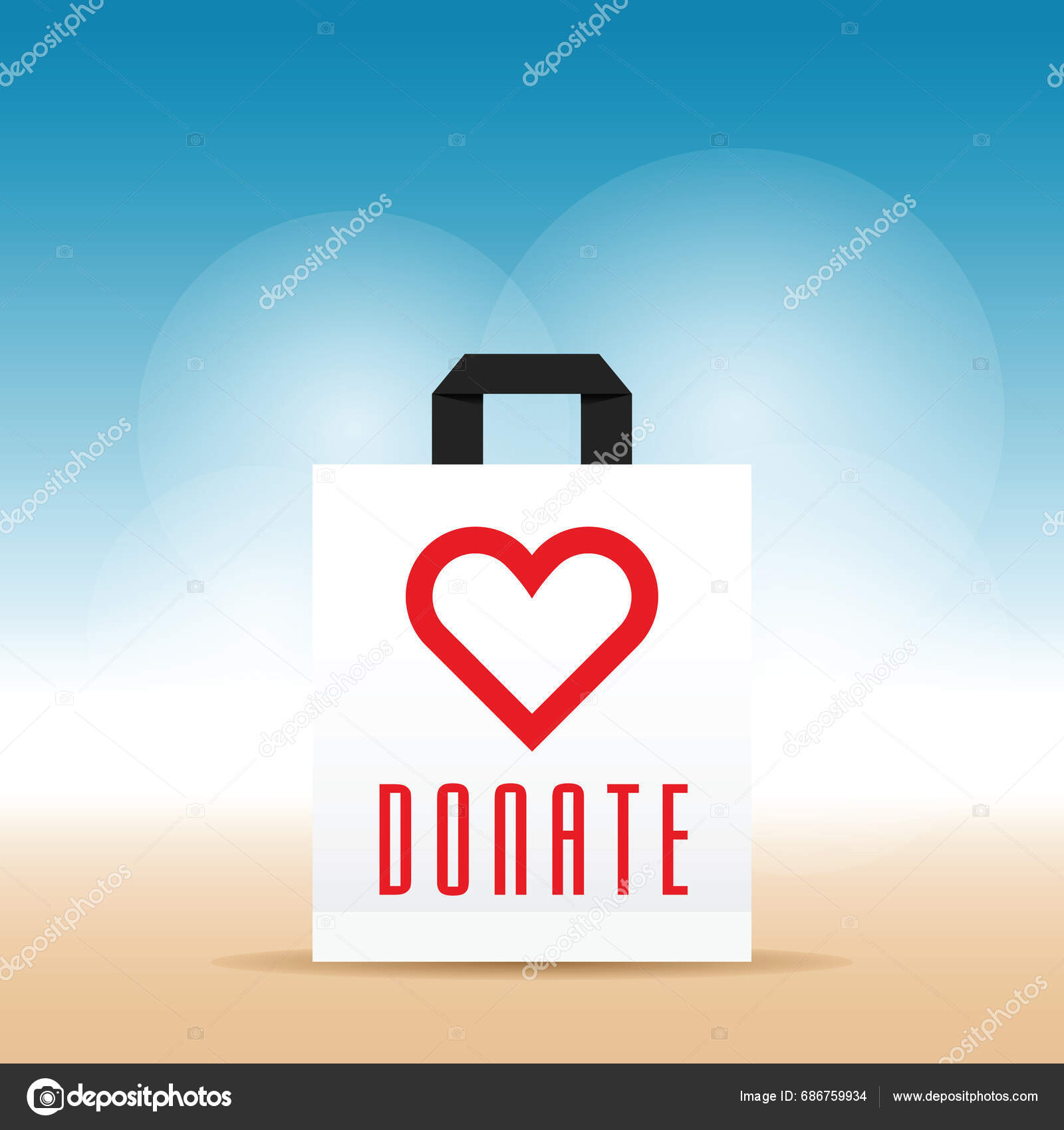 Donate Symbol Heart Paper Bag Art Illustration Stock Vector By ©drgaga
