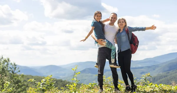 family in the mountains, family trip in mountains - Stock Image ...