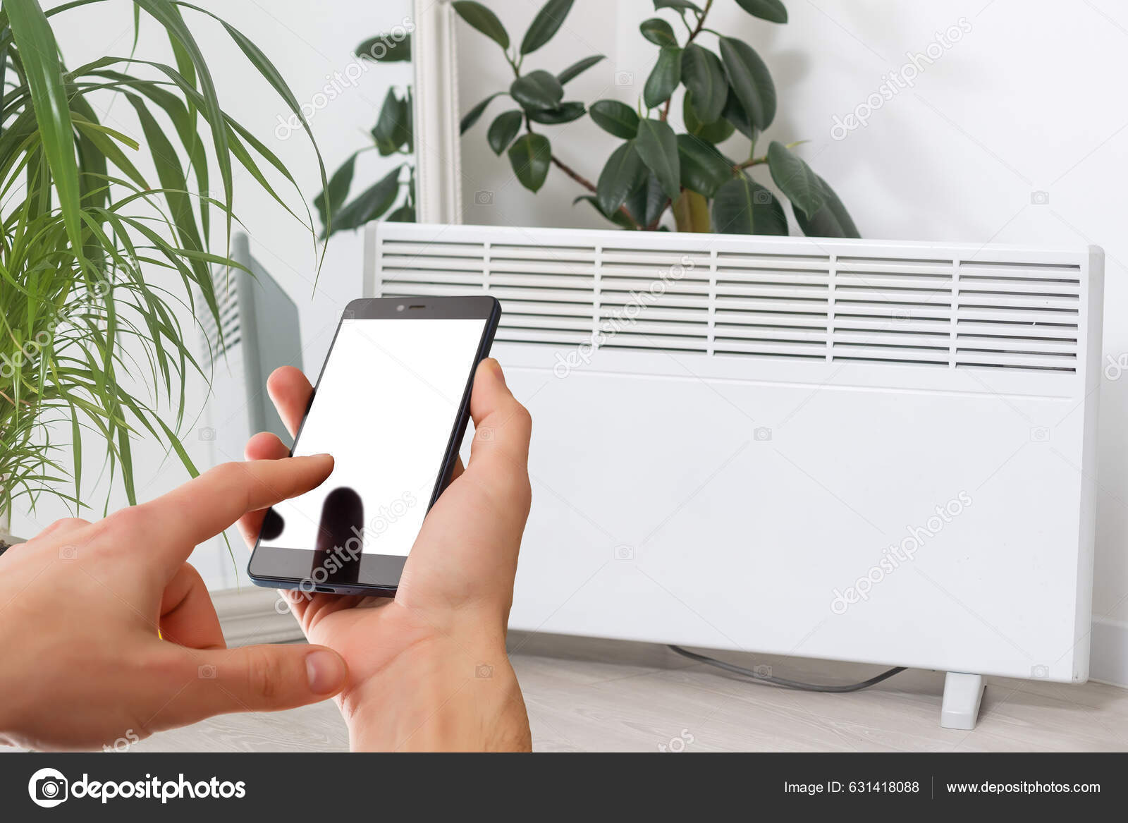 Smart Heater Convector Control Phone App Smart Home Smart Heating Stock ...