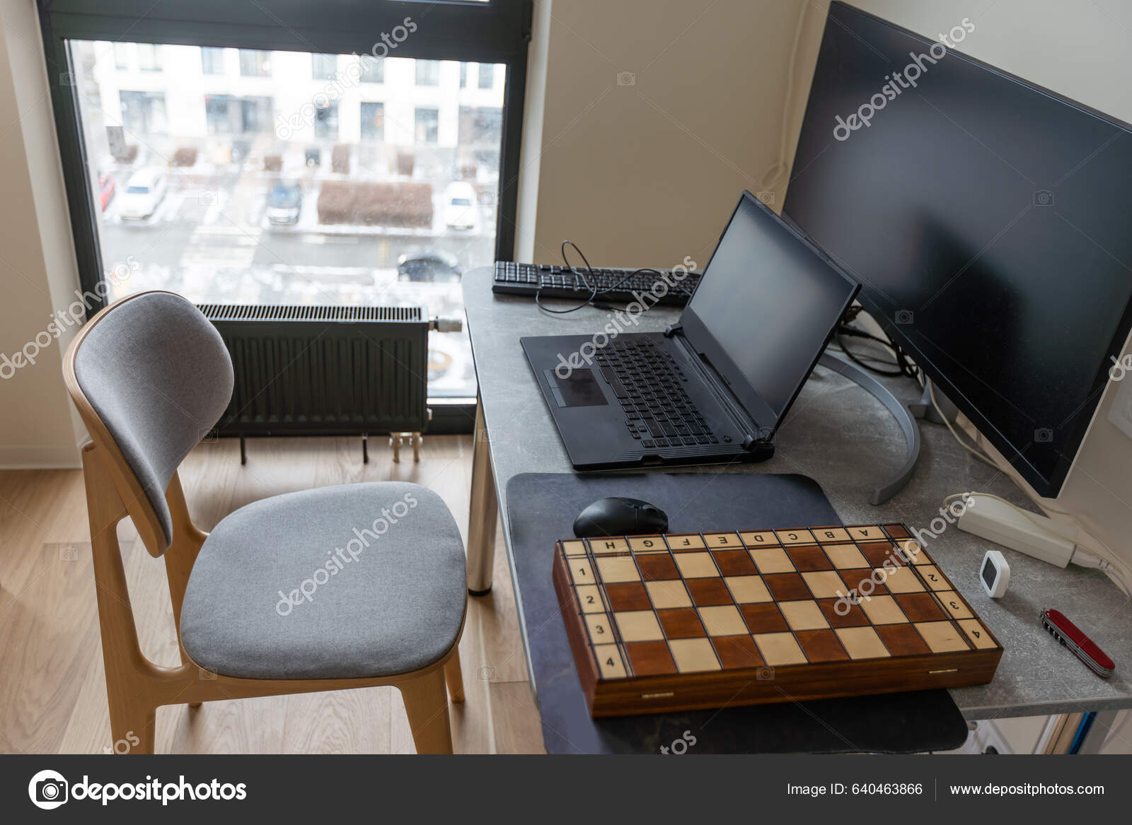 Writing Working Laptop Clean Scene Desk Office Room Blank Screen Stock ...