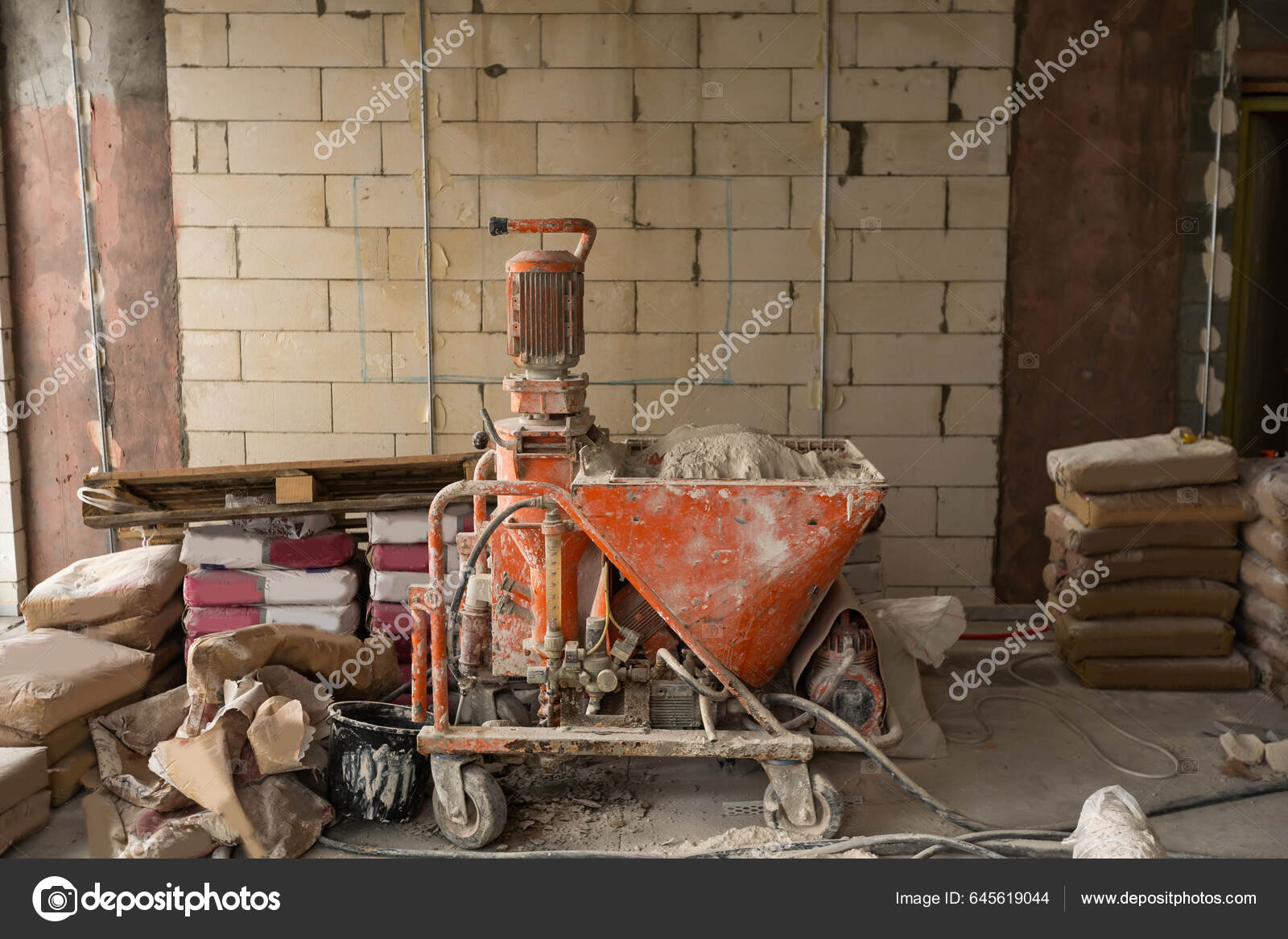 Specialized Mixer Mixing Dry Plaster Water Automatically Feeding ...