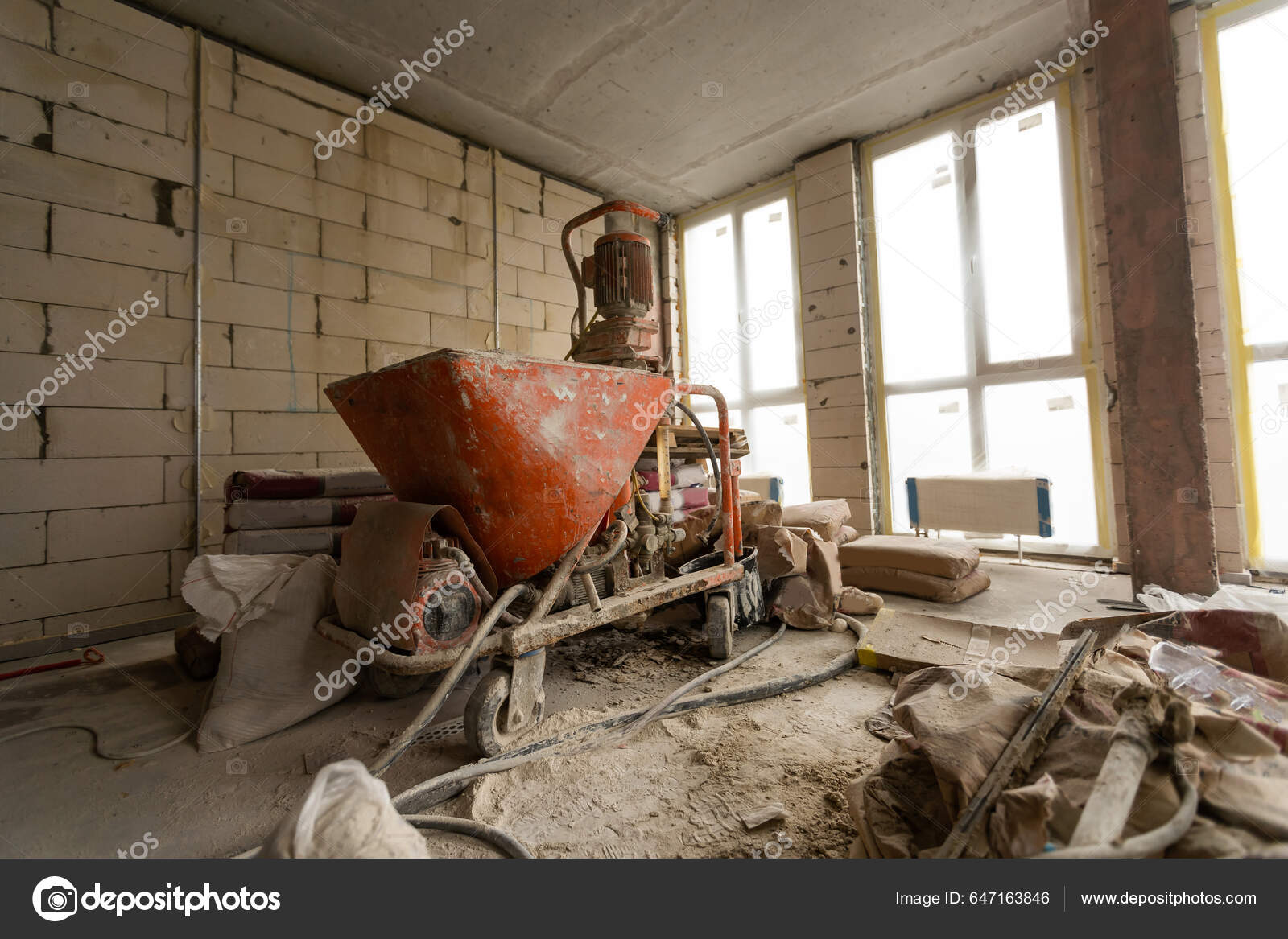 Specialized Mixer Mixing Dry Plaster Water Automatically Feeding ...