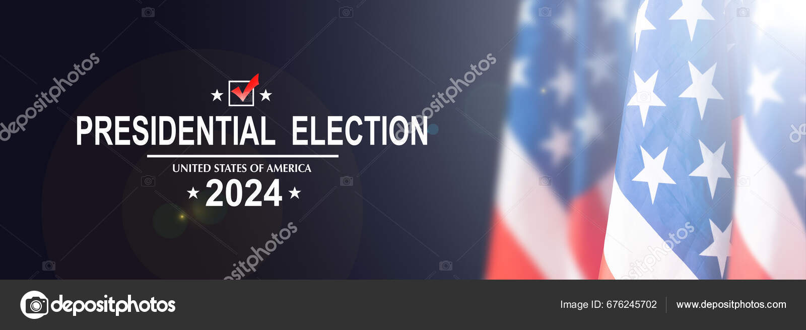 Presidential Election 2024 Text White Paper Waving American Flag ...