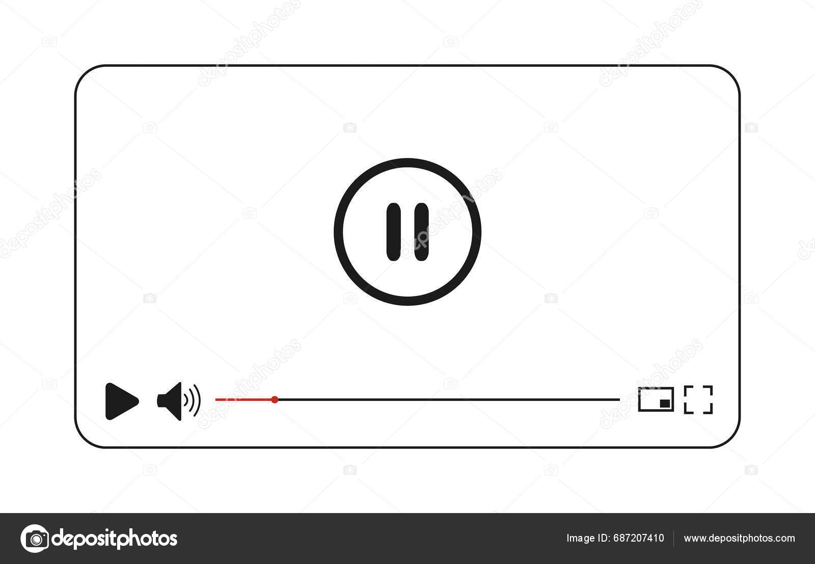 Video Player Screen Pause Symbol White Background Stock Vector by ...