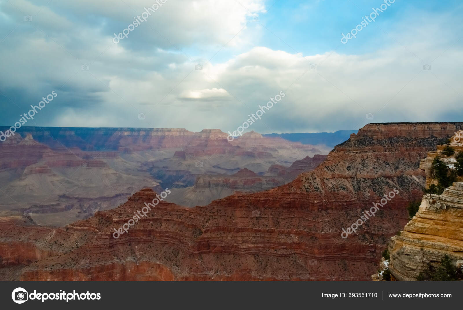 Panoramic View River Valley Red Rocks Grand Canyon National Park ...