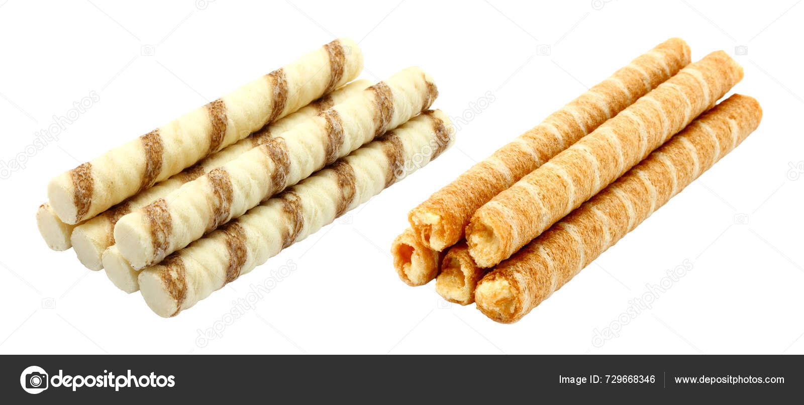 Set Cookies Tubes Isolated White Background Pastry Food Concept — Stock ...