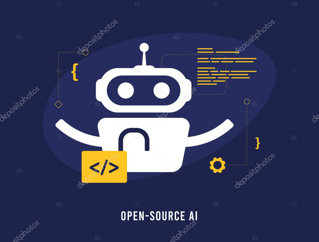 Concepto de herramientas y proyectos de IA de código abierto. Software ...