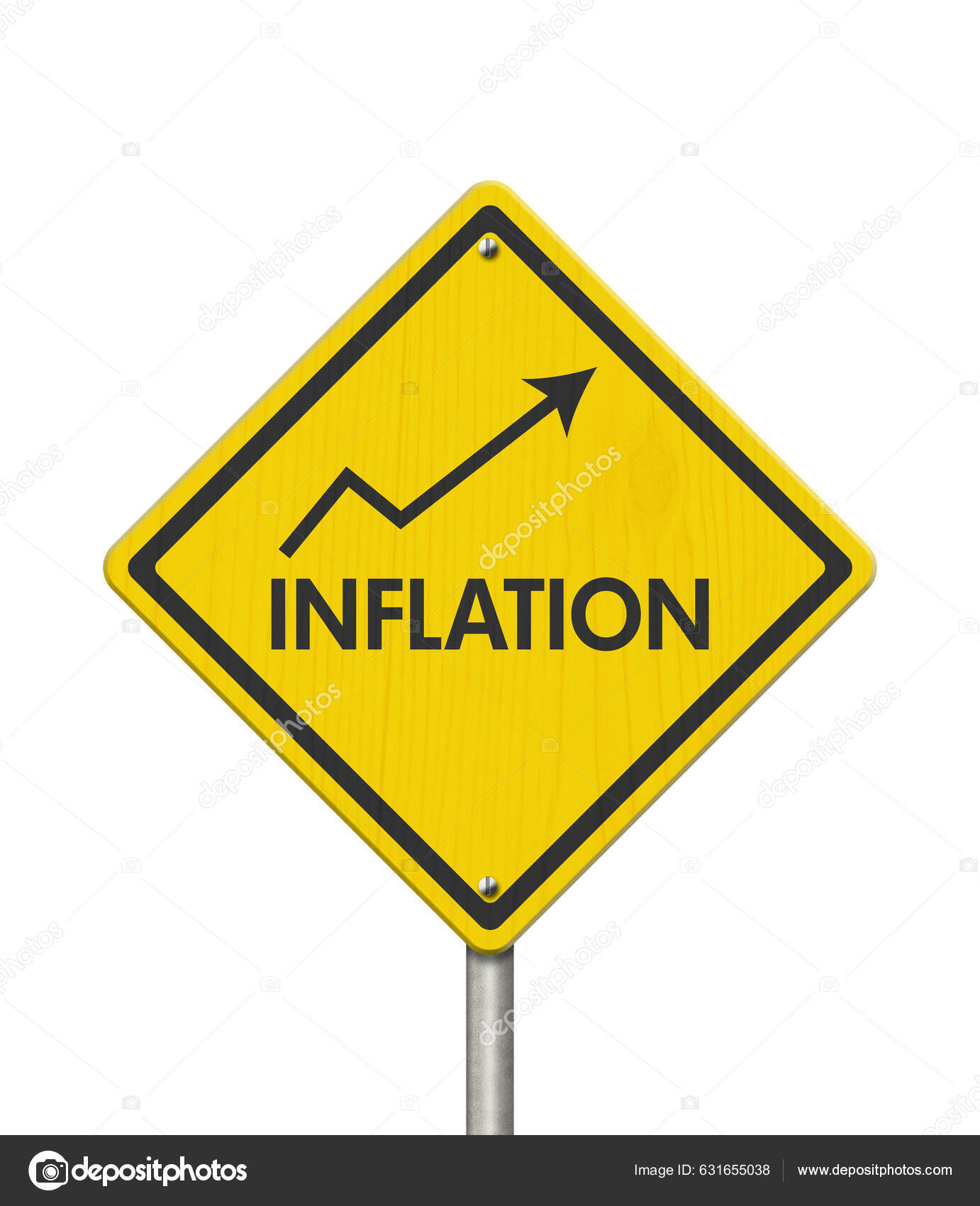 Inflation Yellow Caution Road Sign Isolated White Warning Economical ...