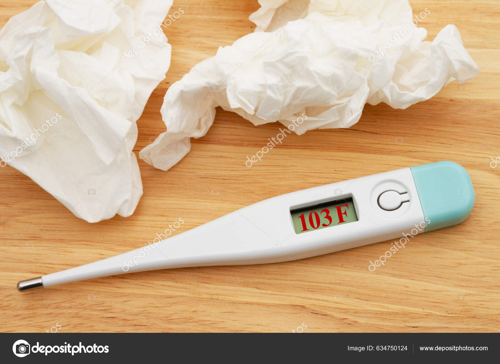 Digital Thermometer Display Taking Your Temperature Wood Desk — Stock ...