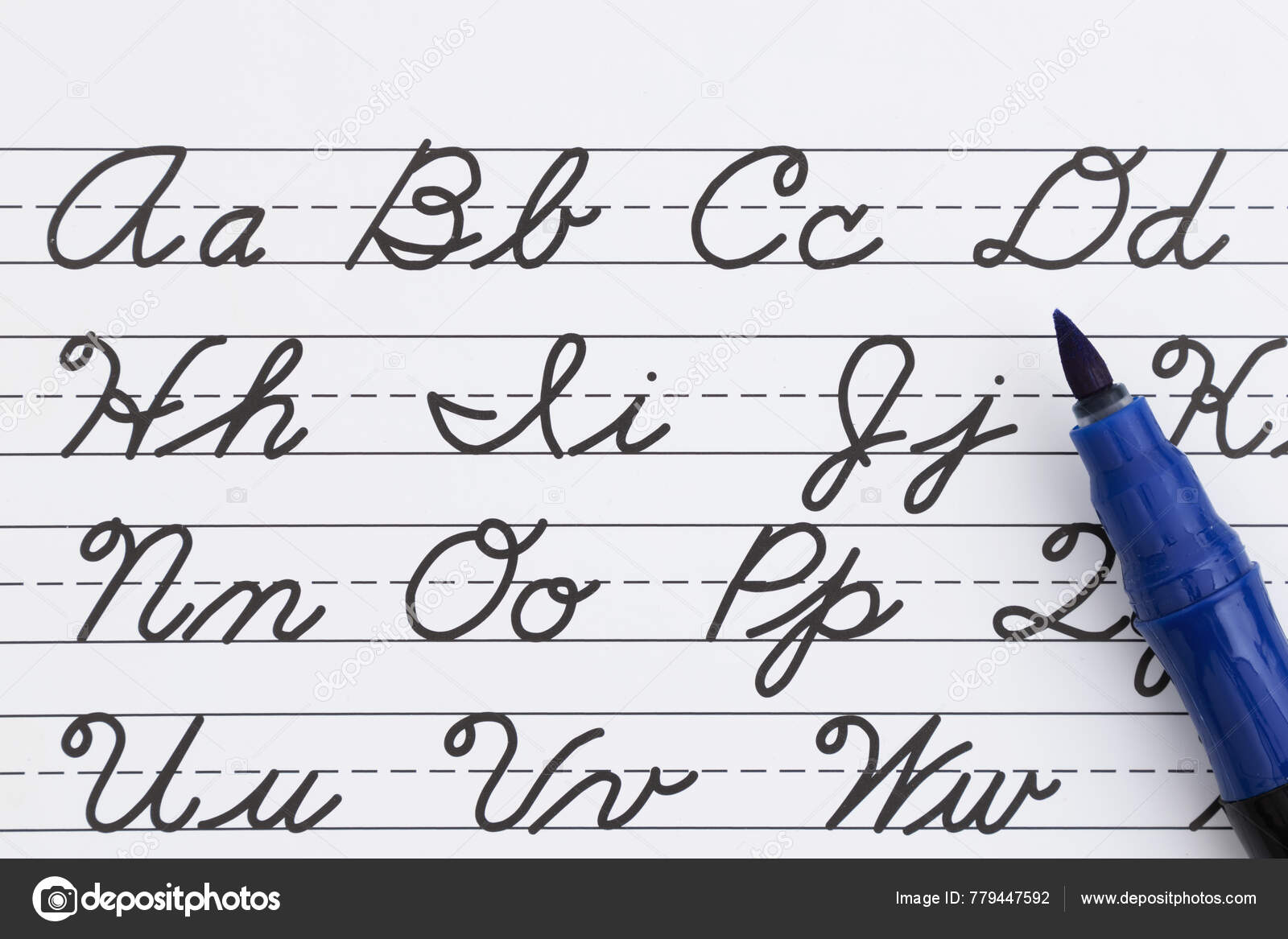 Cursive Writing Practice Sheet Alphabet Letters Marker Learning ...