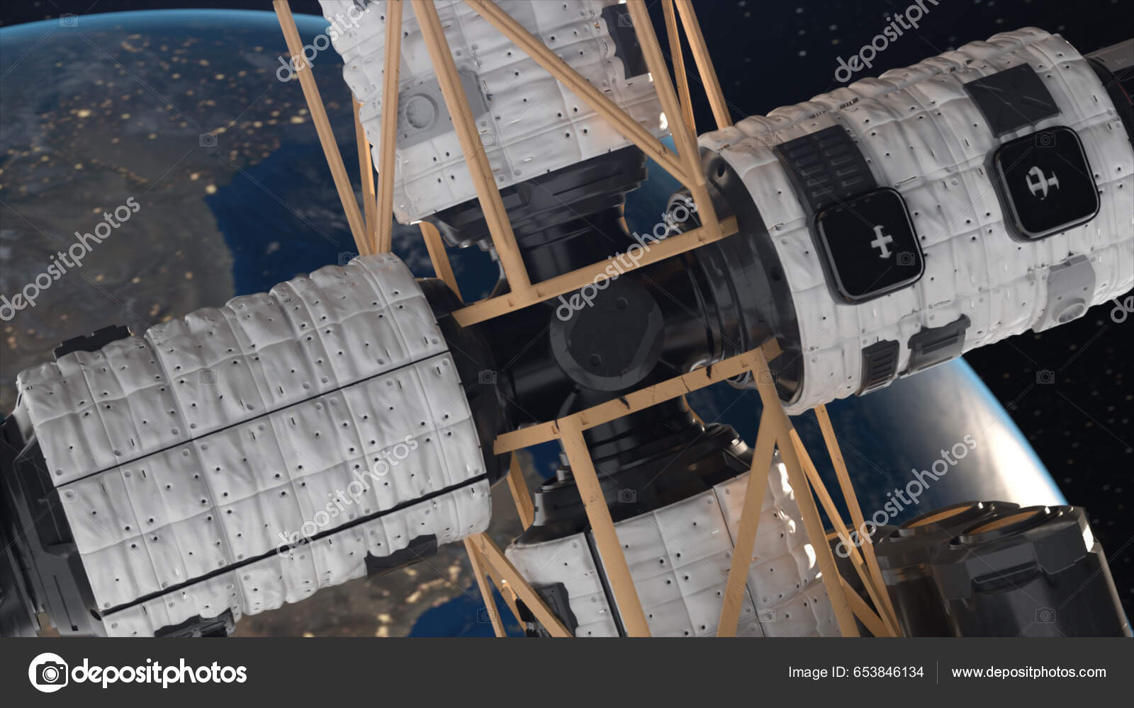 Space Travel Concept Shuttle Close View Spaceship Flight Iss Atmosphere ...