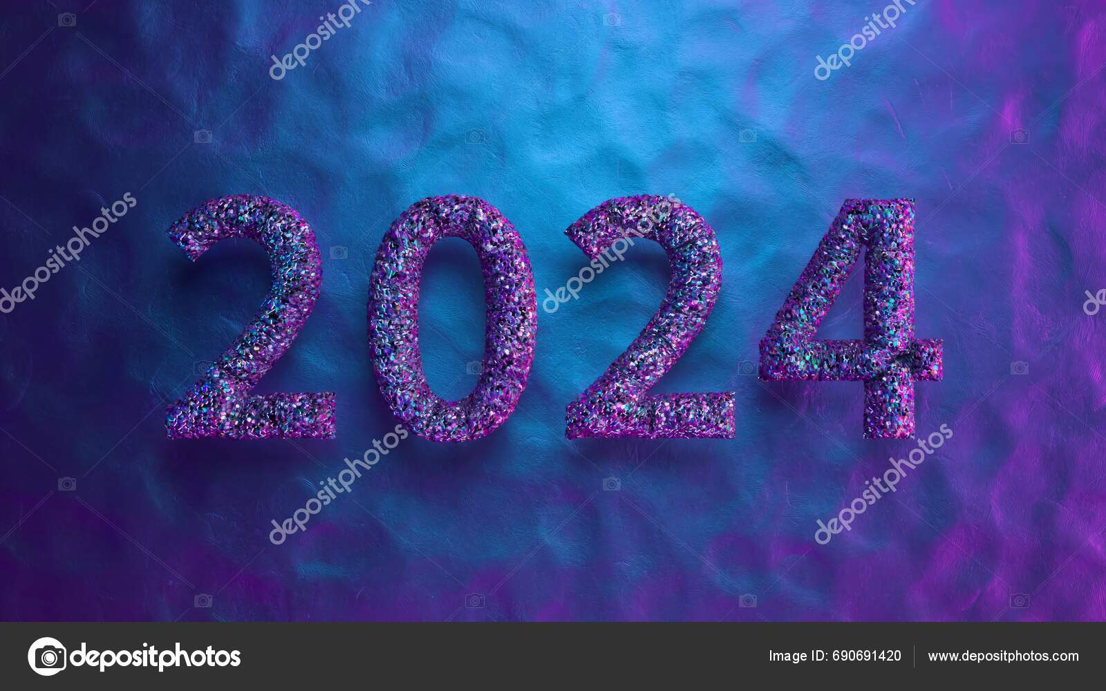 Sparkling Numbers 2024 Luxurious Glitter Cool Blue Textured Background ...