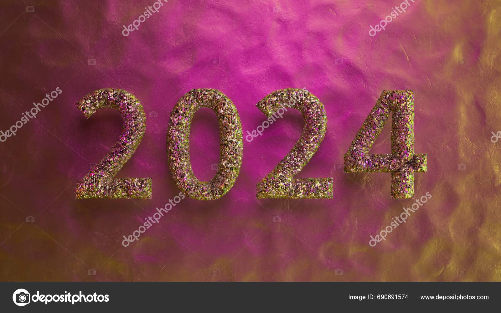 Sparkling Pink 2024 Numerals Textured Backdrop Ideal Celebratory Events ...