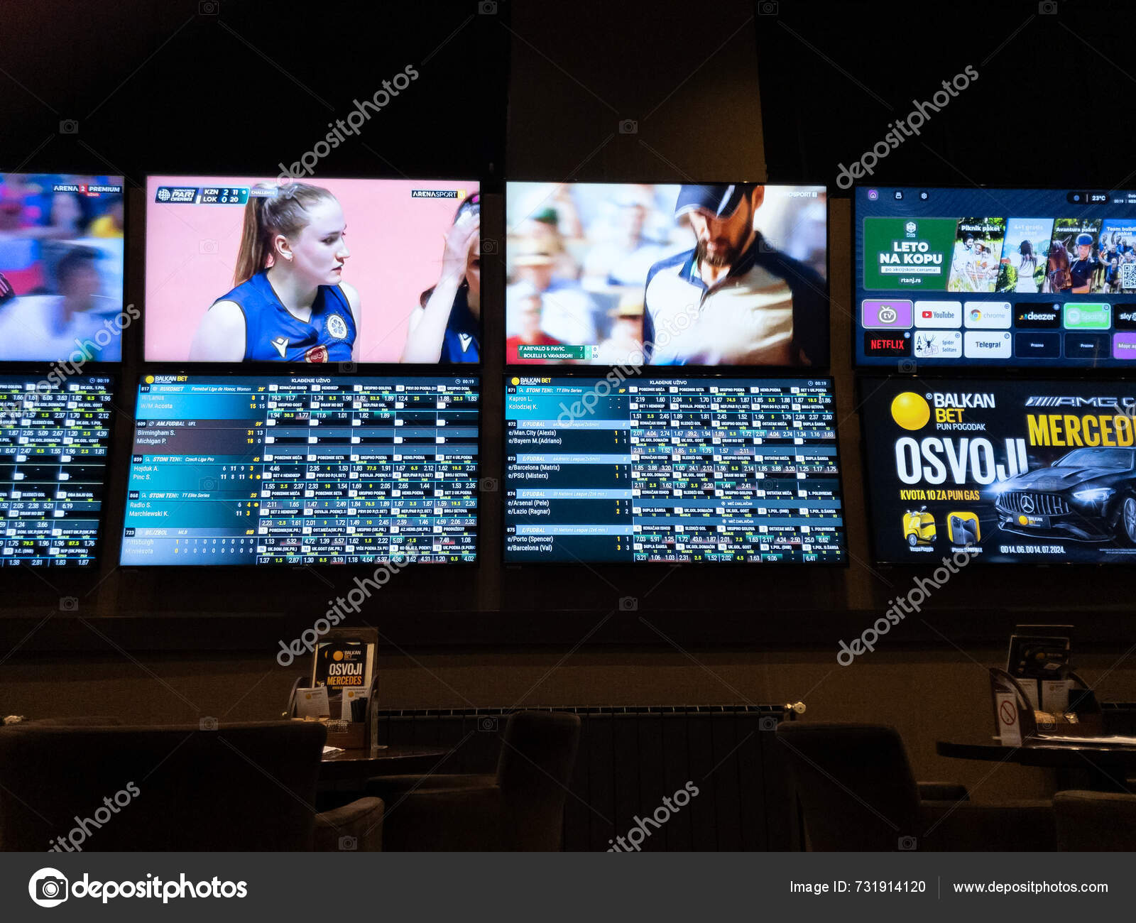 Belgrade Serbia May 2024 Screens Displaying Matches Scores Scoreboards ...