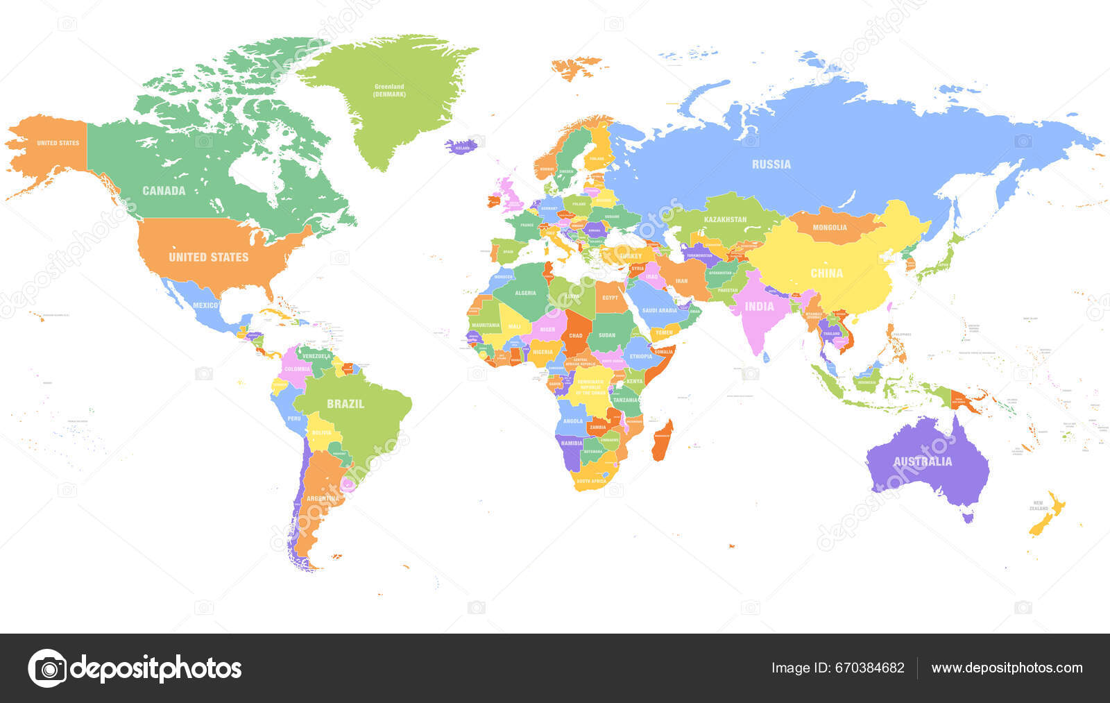 Mapa Mundo Colorido Mapas Políticos Países Mundo Coloridos Nomes Países ...