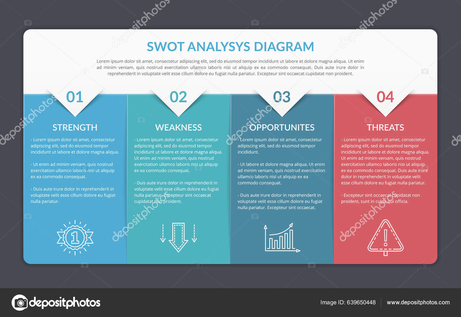 Swot Analysis Diagram Infographic Template Four Elements Vector Eps10 ...