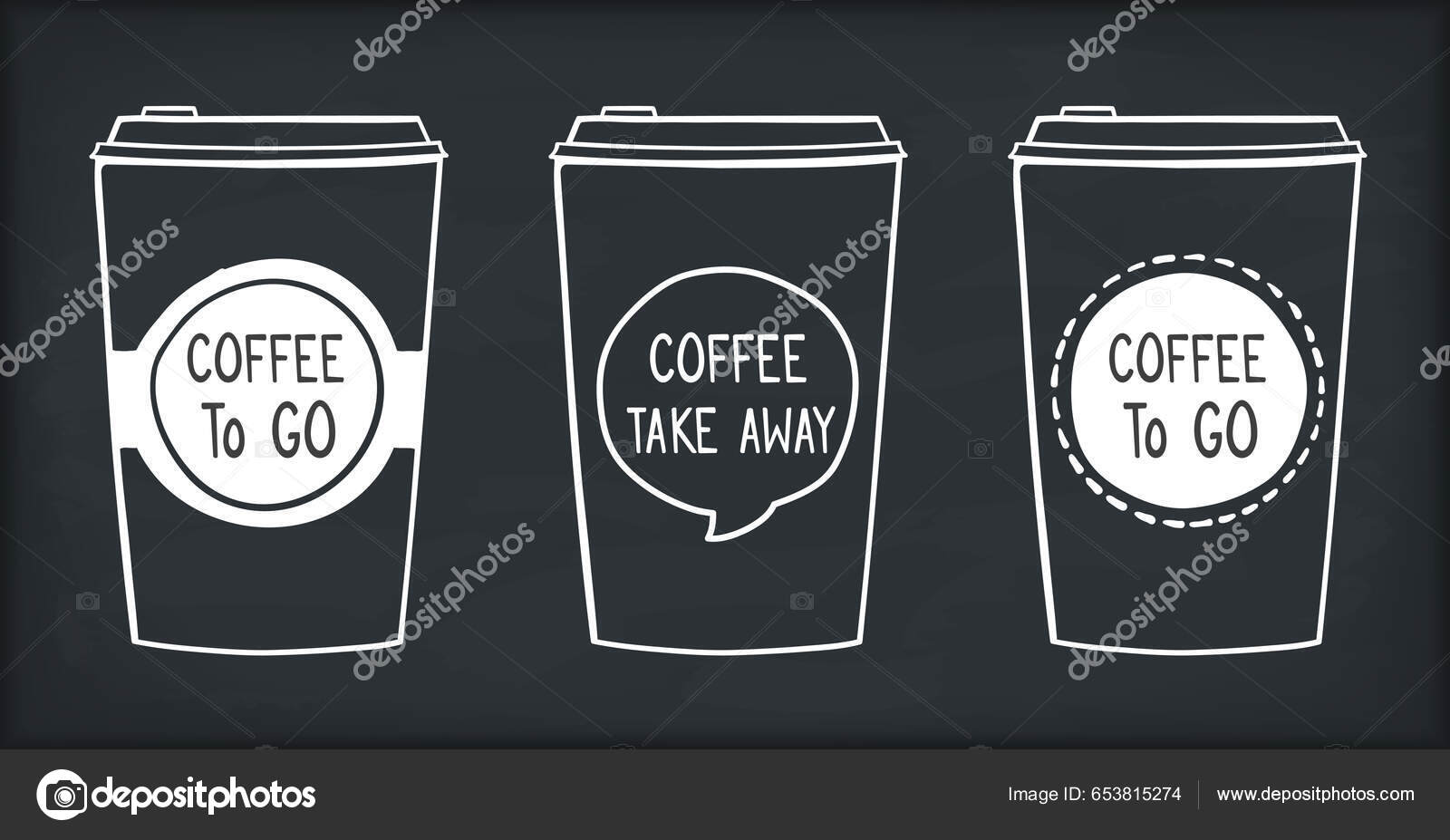 Three Hand Drawn Take Away Coffee Cups Doodle Style Vector Stock Vector ...