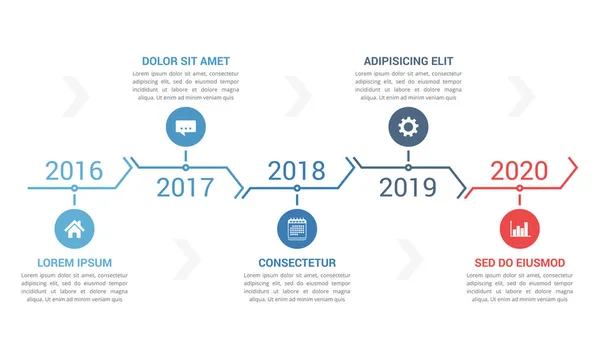 Templat Infografis Garis Waktu Dengan Panah Alur Kerja Atau Diagram ...