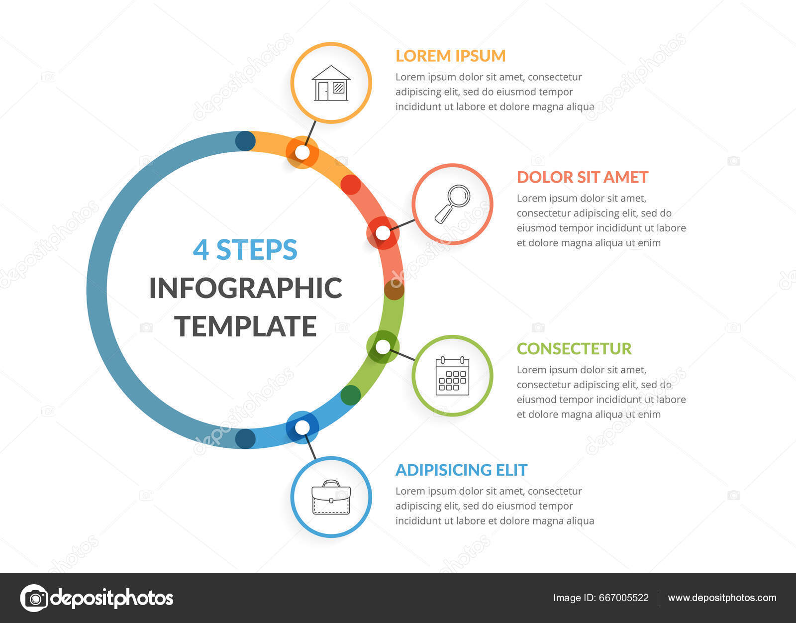 Diagram Template Four Steps Options Workflow Process Chart Infographic ...