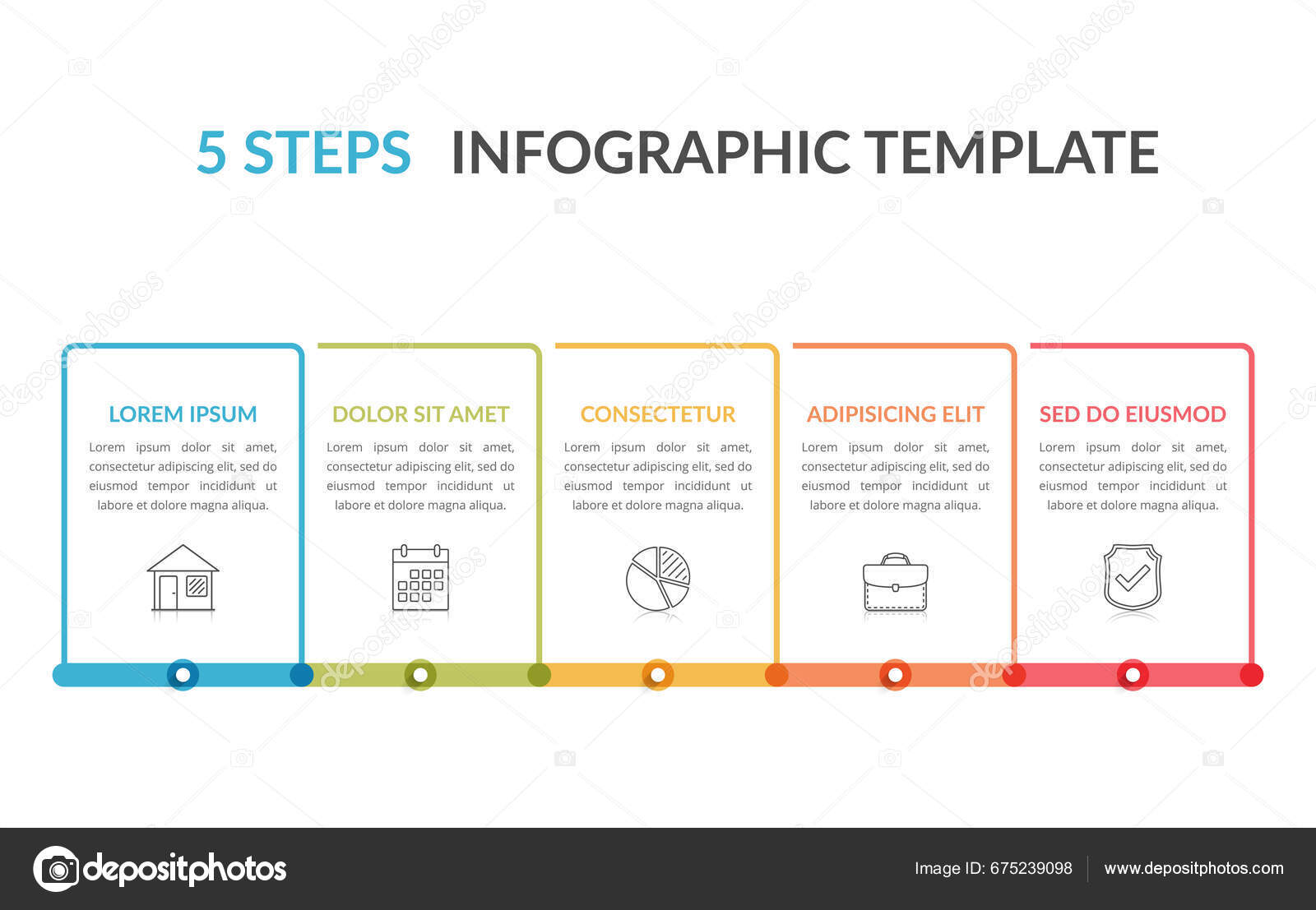 Infographic Template Five Elements Workflow Process Chart Steps Options ...
