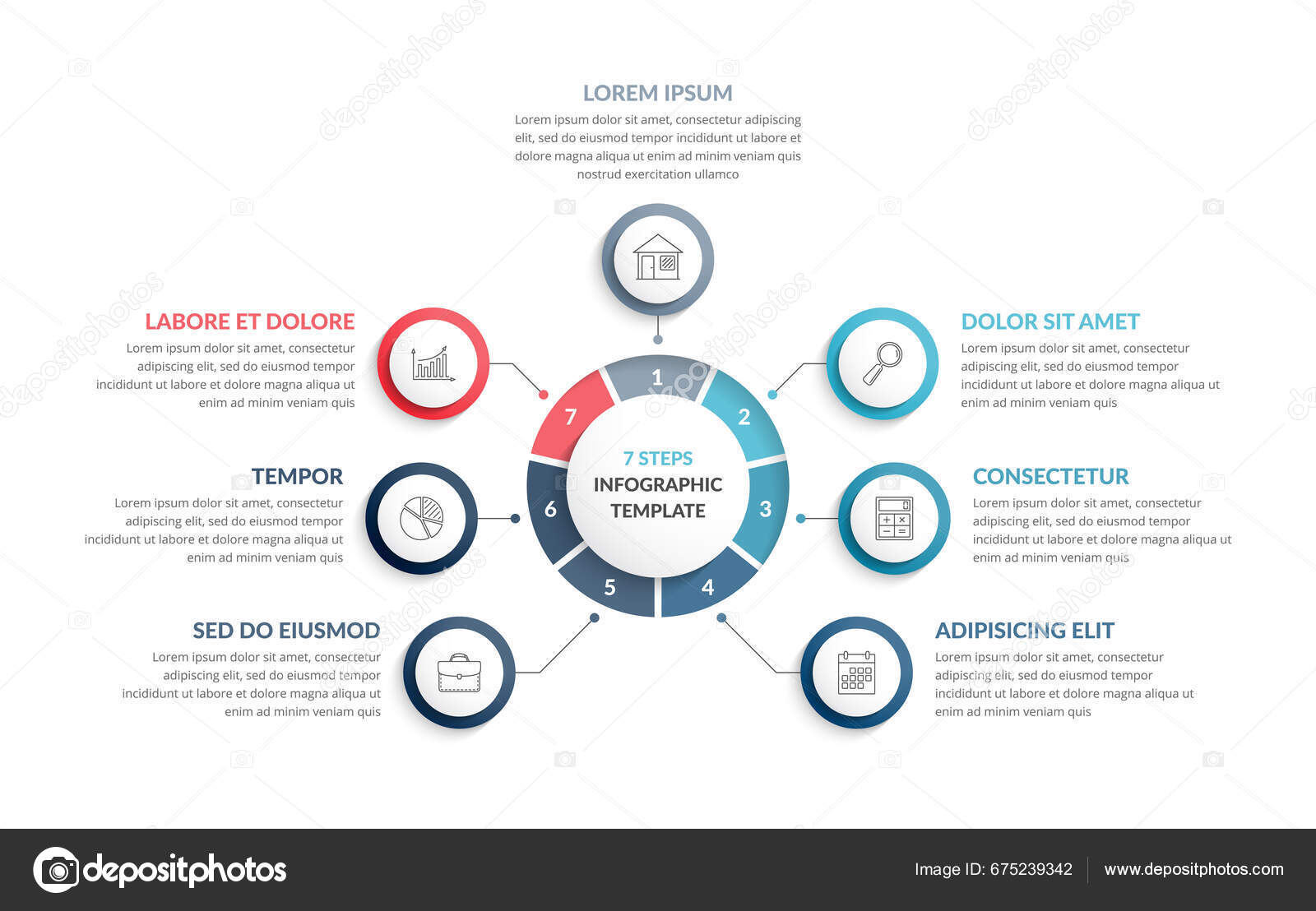 Circle Diagram Template Seven Steps Options Process Chart Infographic ...