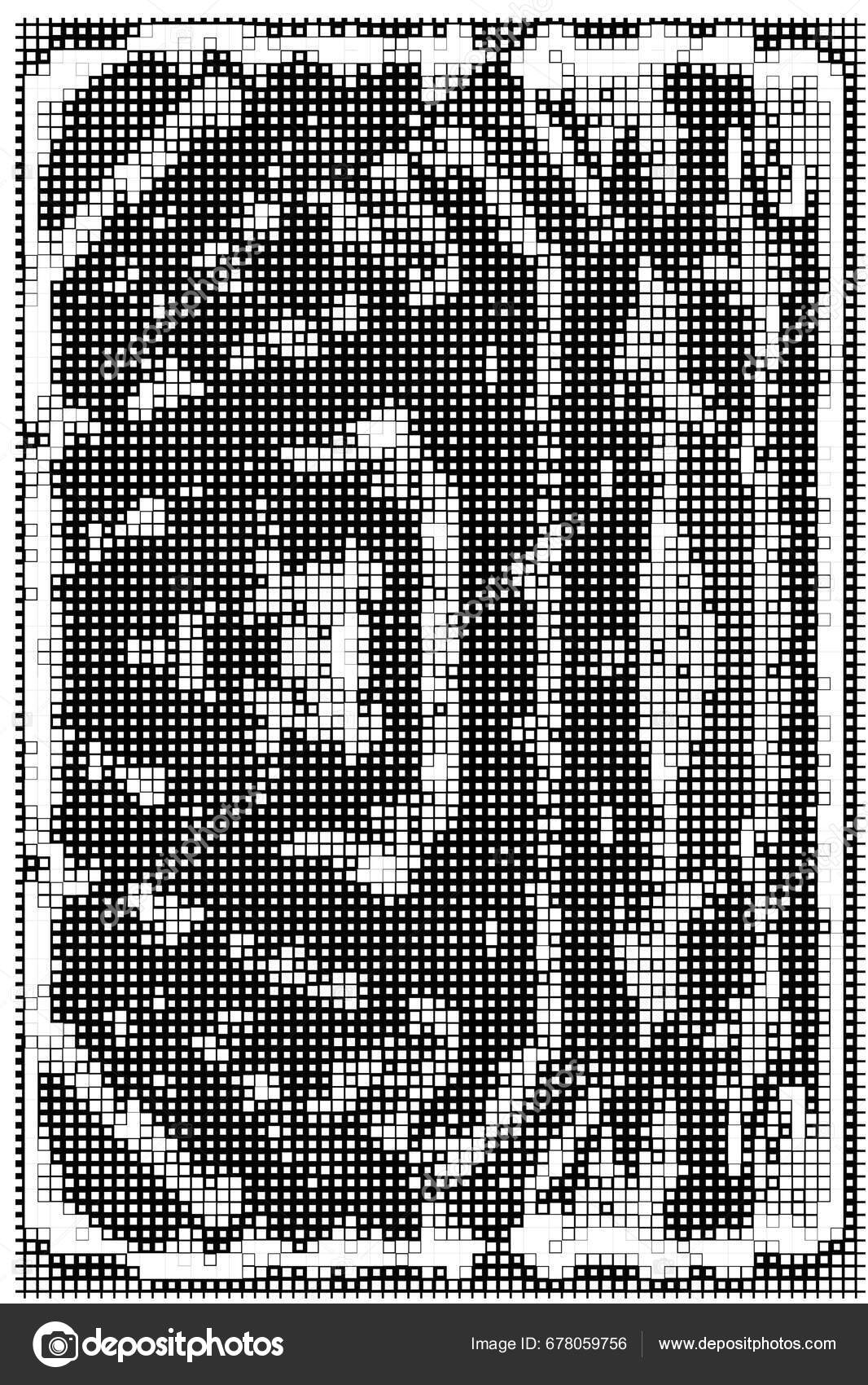 Monochrome Square Shapes Abstract Wallpaper Black White Pixels Stock ...