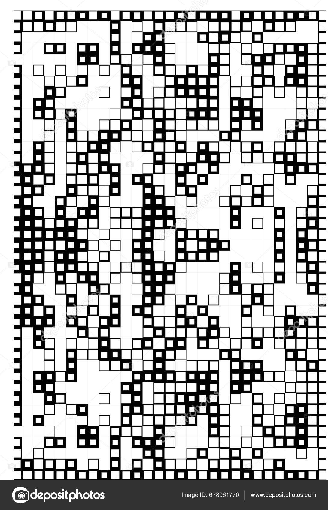 Monochrome Square Shapes Abstract Wallpaper Black White Pixels Stock ...