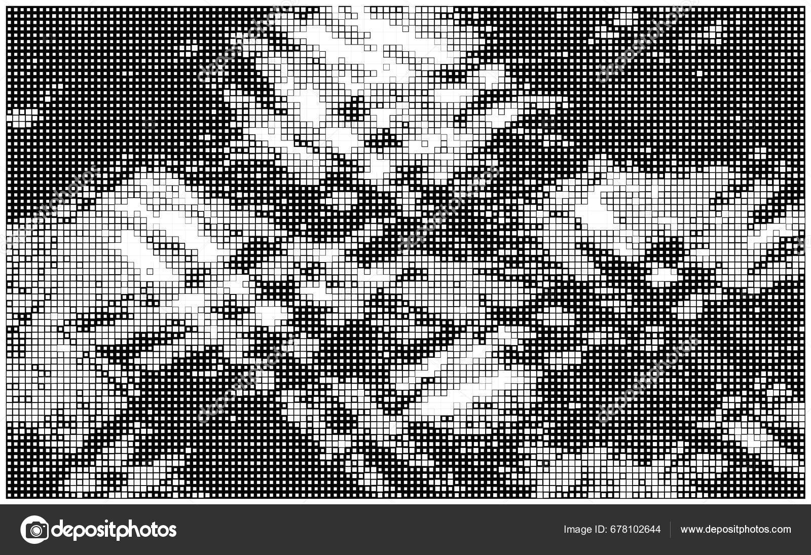 Pixel Mosaic Based Square Icon Black White Abstract Texture Background ...