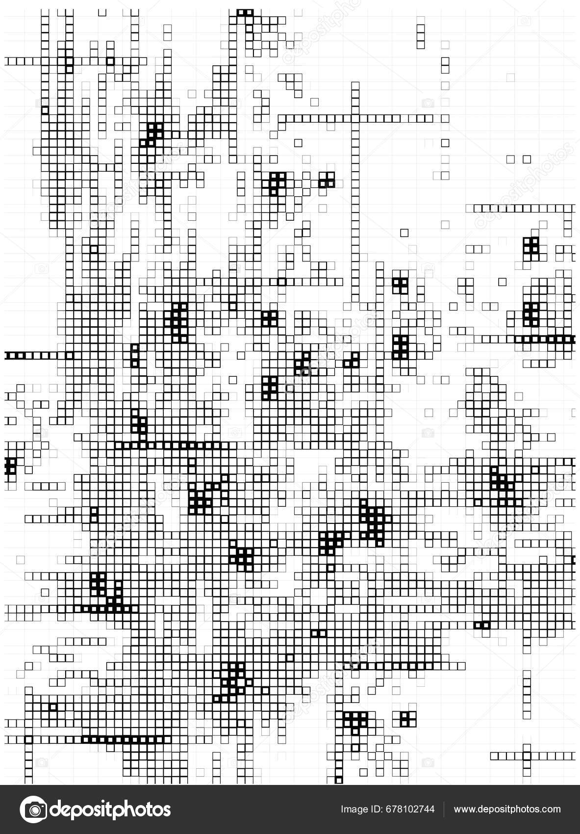 Pixel Mosaic Based Square Icon Black White Abstract Texture Background ...