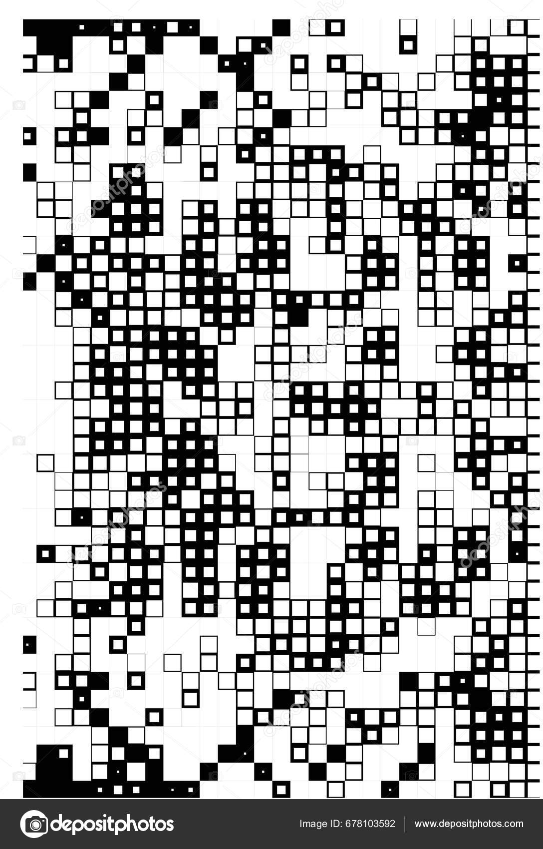 Pixel Mosaic Based Square Icon Black White Abstract Texture Background ...