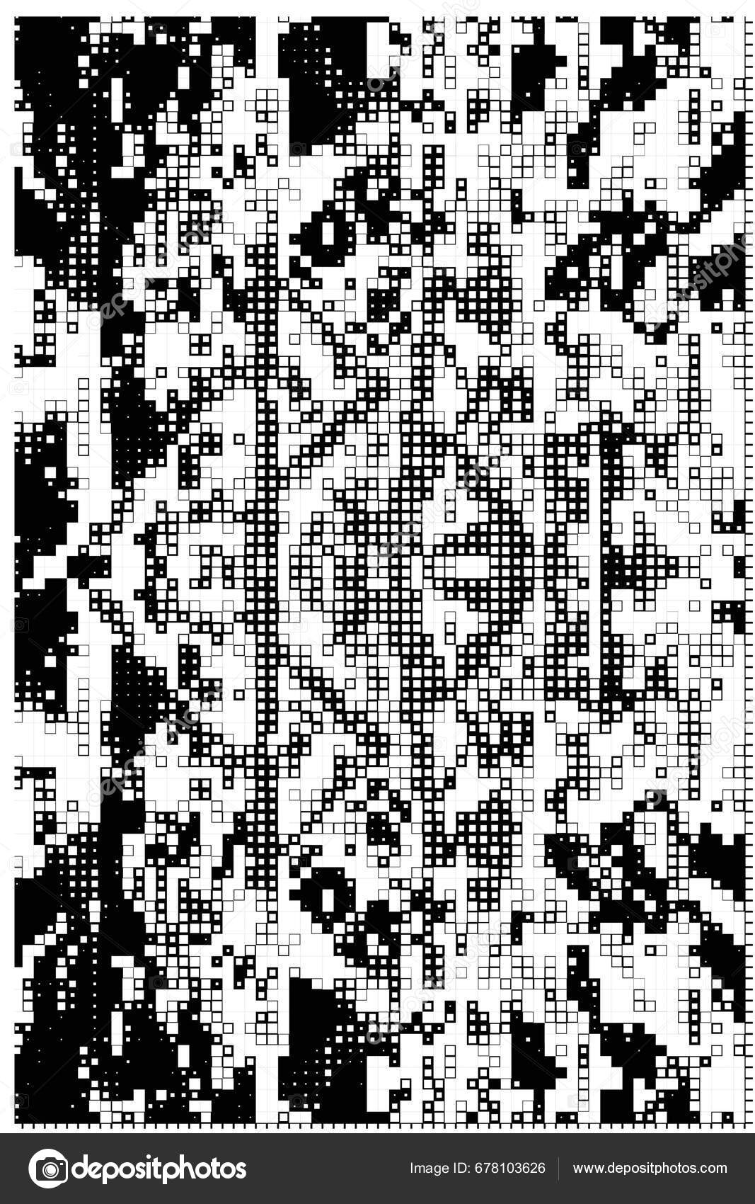 Pixel Mosaic Based Square Icon Black White Abstract Texture Background ...
